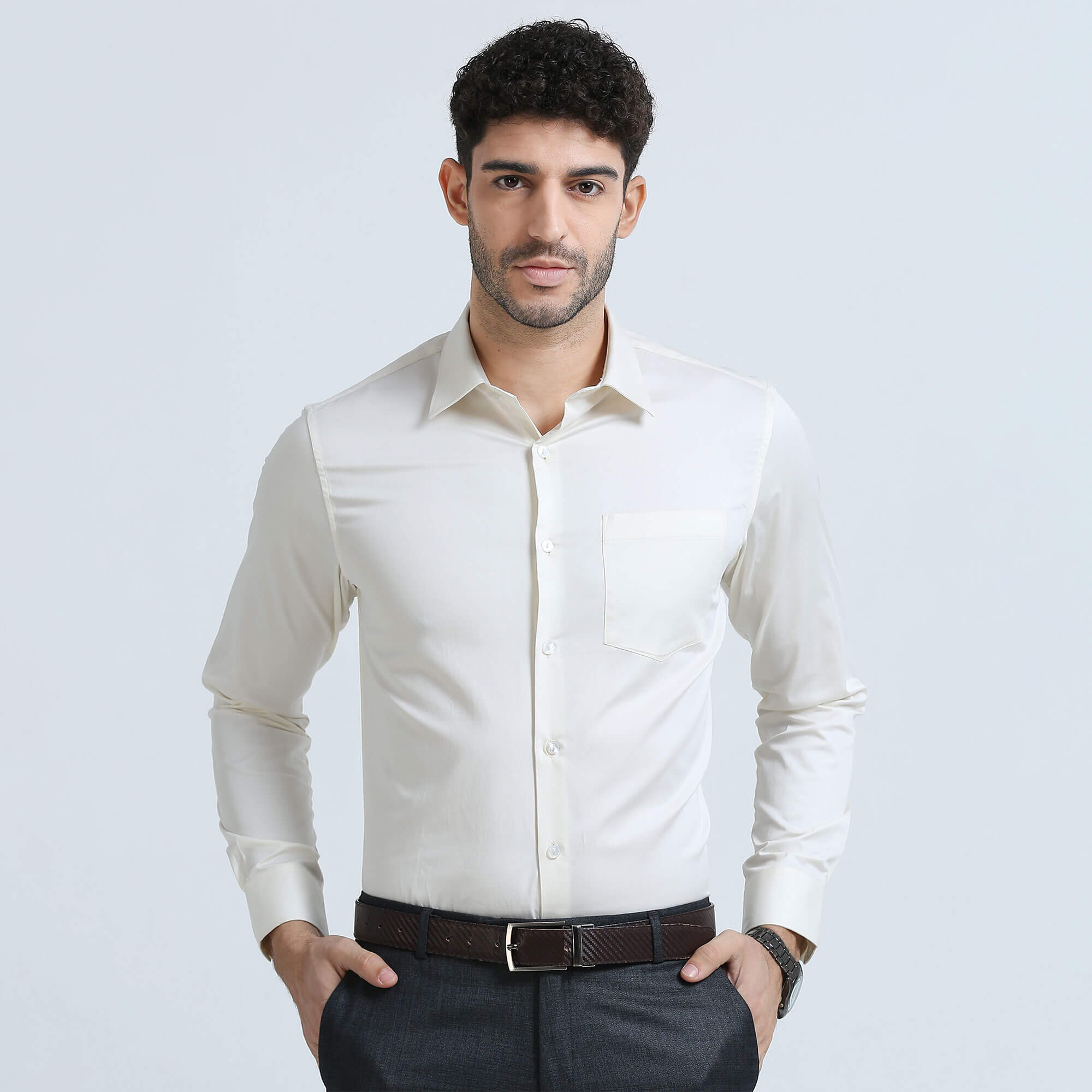 Buy Men CAMBRIDGE GIZA COTTON SHIRT IN VANILLA Online